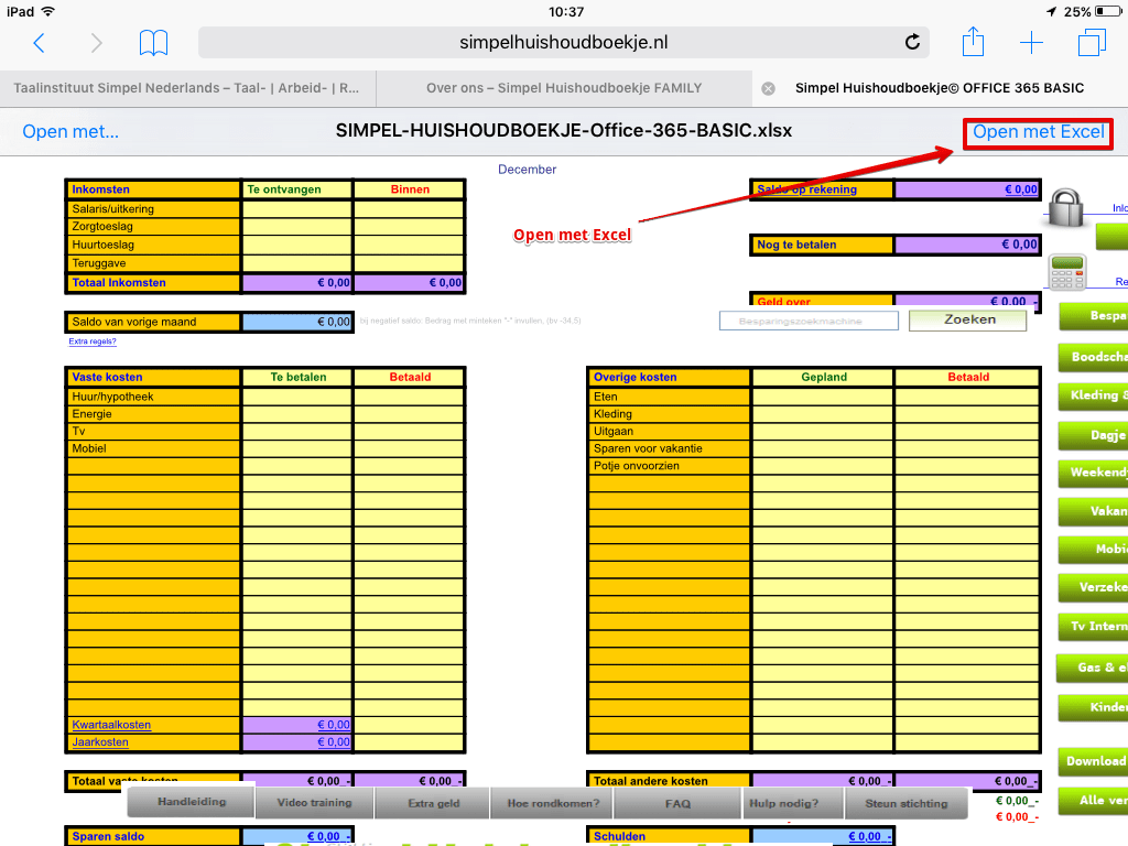 Voorbeeld Van Een Excel Bestand Voor Je Huishoudboekje Vele Gratis